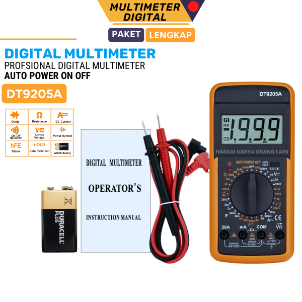 Jual RICHMETERS Pocket Size Digital Multimeter - DT9205A | Shopee Indonesia