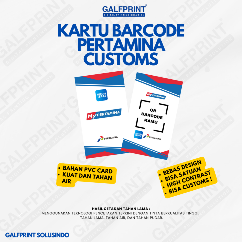 Jual KARTU MY PERTAMINA QR CODE CUSTOM / ID CODE / QR SUBSIDI PERTAMINA ...
