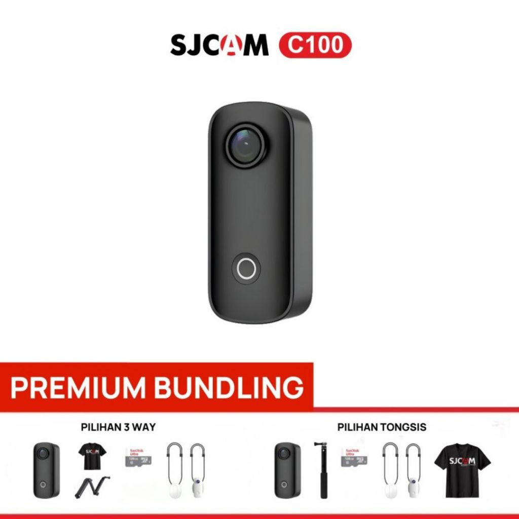 Jual SJCAM C100 Thumb Action Camera Magnetic 2K 30FPS - BUNDLING PREMIUM | Shopee Indonesia