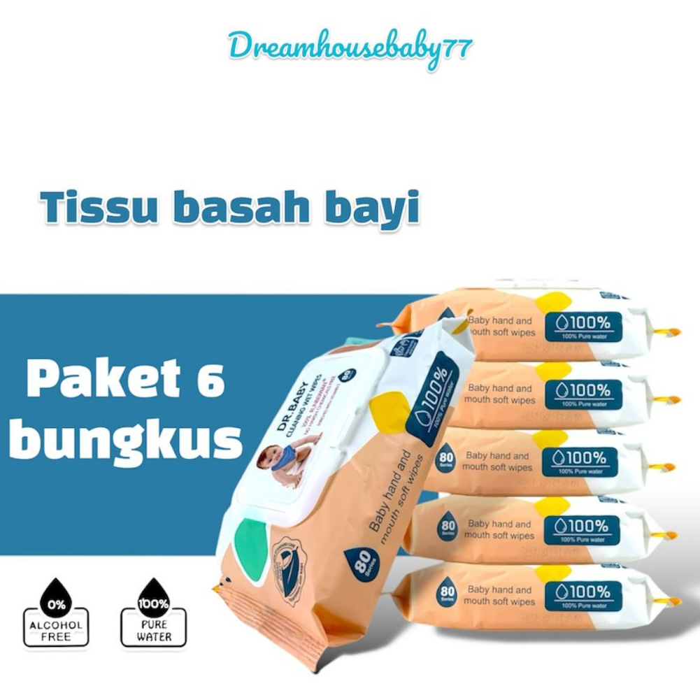 Jual Tisu Basah Bayi Paket Hemat 6 Pack / Tissue Basah Bayi Pure Water ...