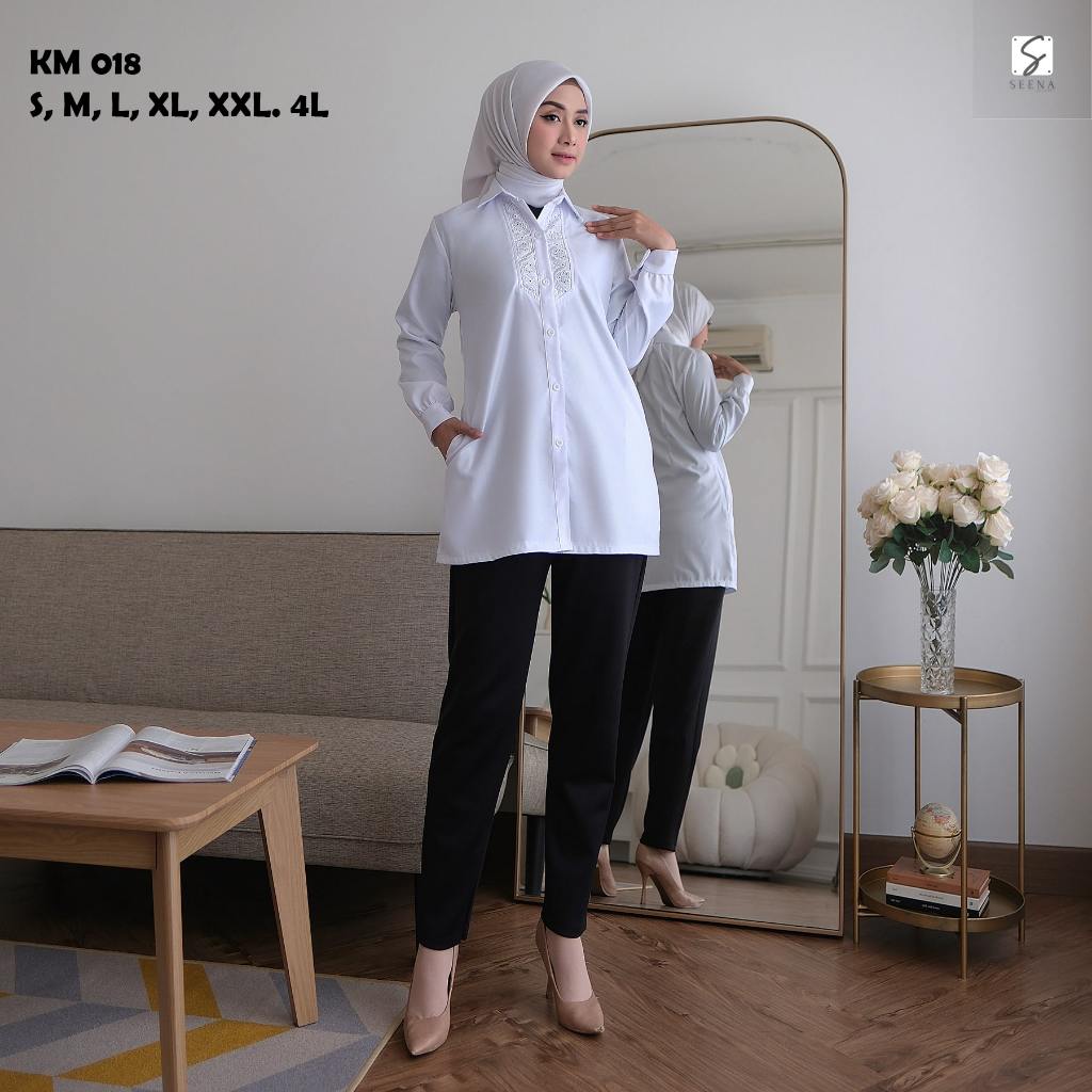 Jual Seena - KM 018 Baju Atasan Kemeja Putih PNS Guru Kerja Toyobo Fashion Putih Polos Wanita ...