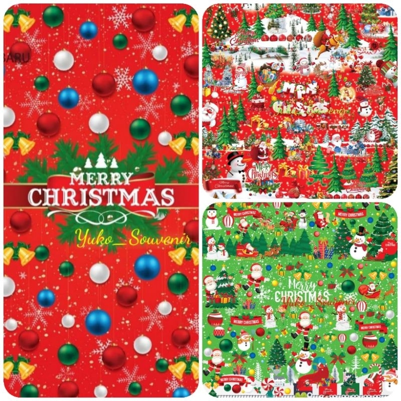 Jual kertas Kado Natal Kertas Kado Christmas Glossy Tebal Kertas Natal ...