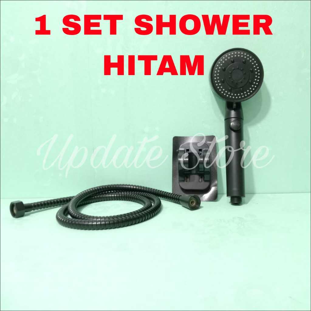 Jual kepala shower hitam dan selang set | Shopee Indonesia