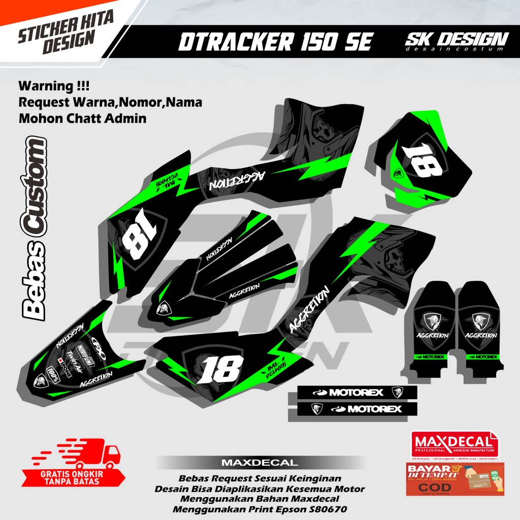 Jual SK 586 Sticker Decal Fullbody Motor DTRACKER 150 SE Tema Desain ...