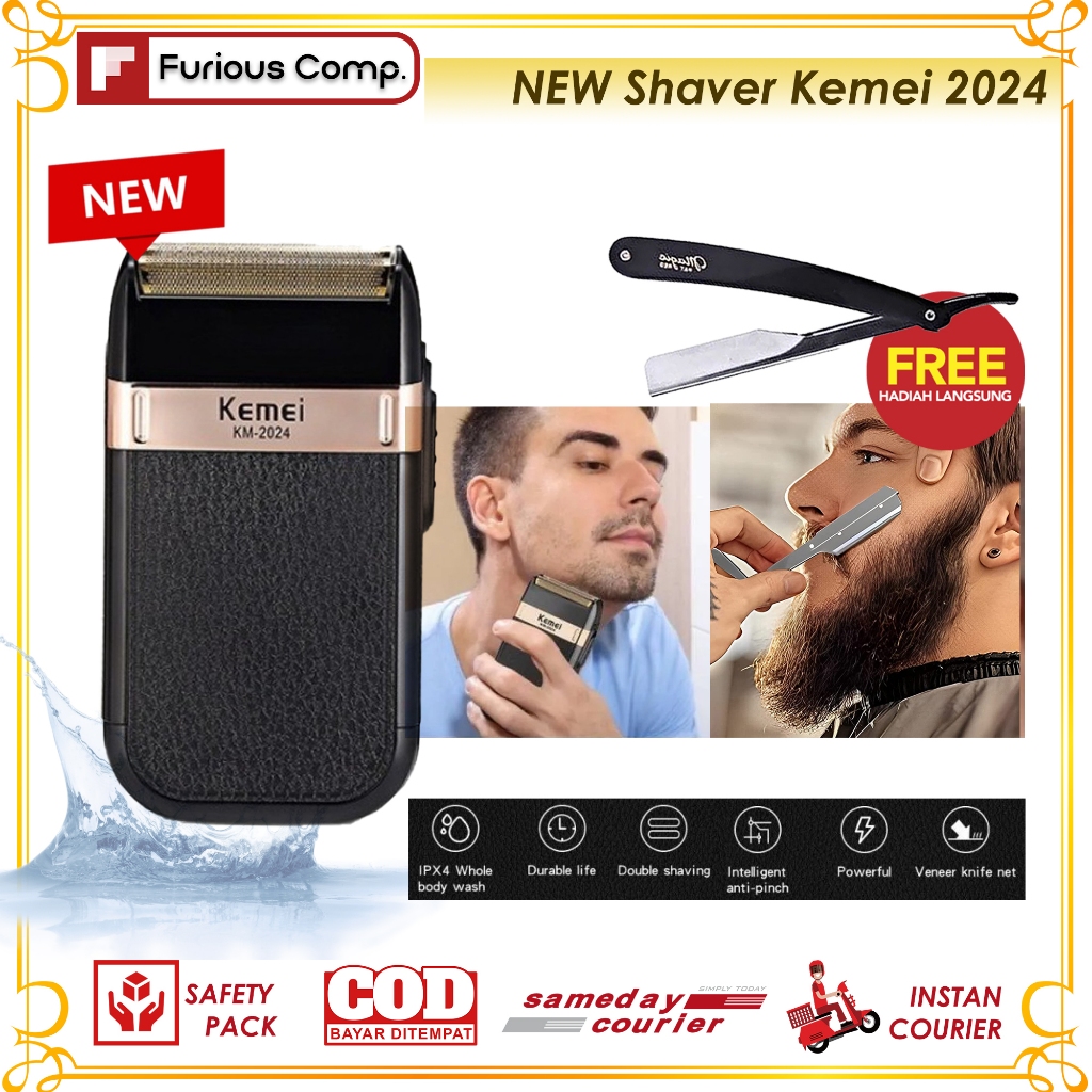 Jual Kemei Waterproof Dual-Net Reciprocating Electric Shaver Mesin Cukur Kumis Jenggot Alat ...