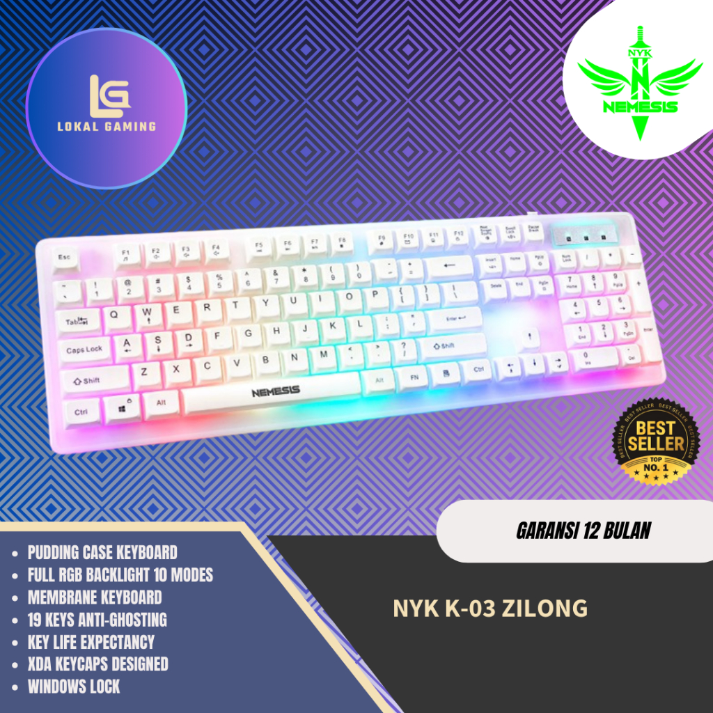Jual NYK Nemesis Zilong K03 / K-03 Fullsize Keyboard Membrane Wired ...