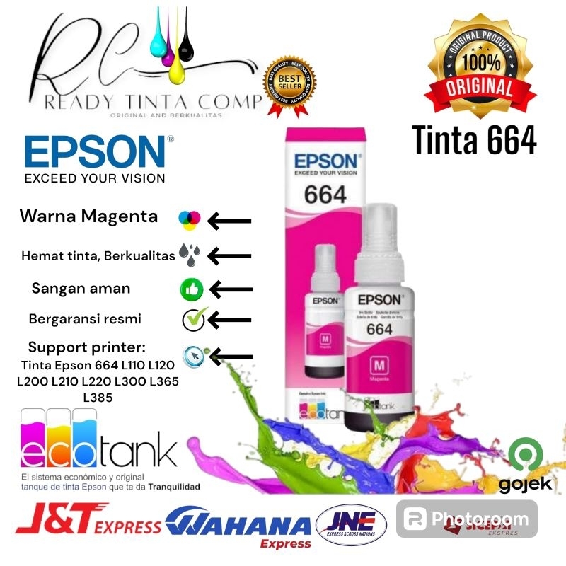 Jual Tinta Epson 664 Original Varian Refill ink printer L100 L120 L210 L220 L310 L360 | Shopee ...