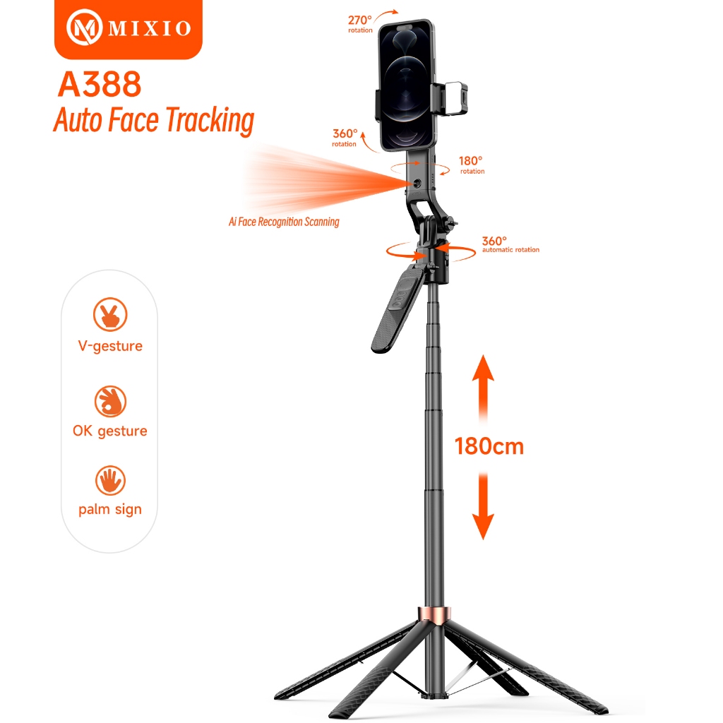 Jual MIXIO A388 1.8M Tripod Auto Face Tracking Gimbal Handphone 360 ...