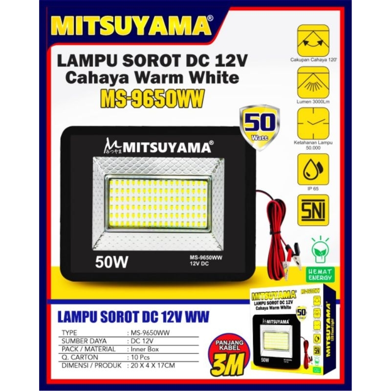 Jual Lampu Sorot LED DC 50 Watt Aki Lampu Sorot DC 50Watt Cahaya Warm White/Kuning Lampu Sorot ...