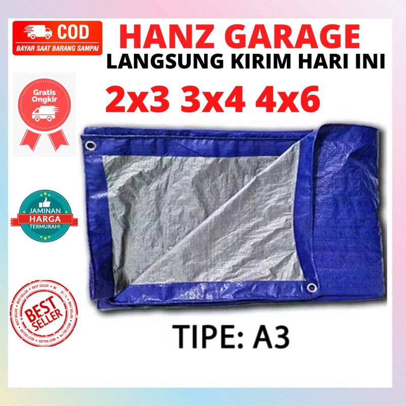 Jual Terpal Plastik A3 2x3 3x4 4x6 biru silver cap Gajah therpal awet ...