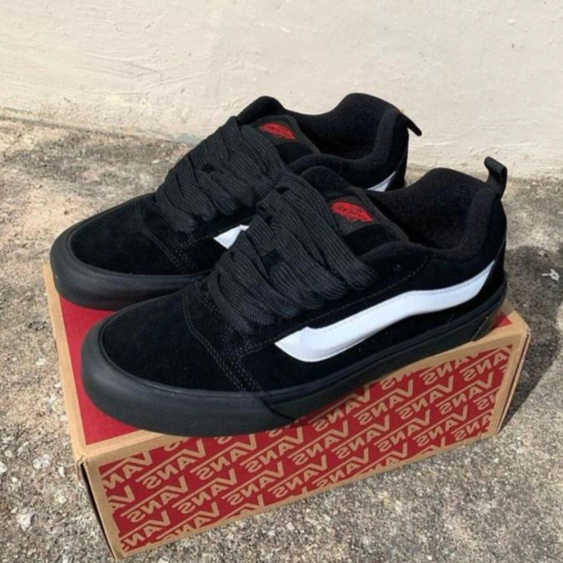 Jual Sepatu Vans Knu Skool Black strip White for Men and Women 100% ...