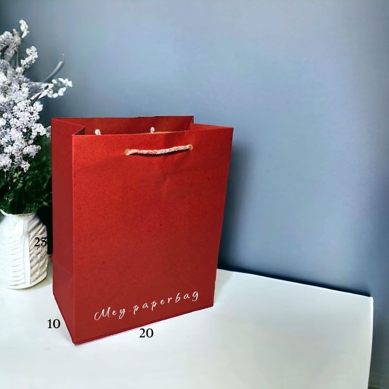 Jual Paper Bag Merah Polos Uk 20x25 | Shopee Indonesia