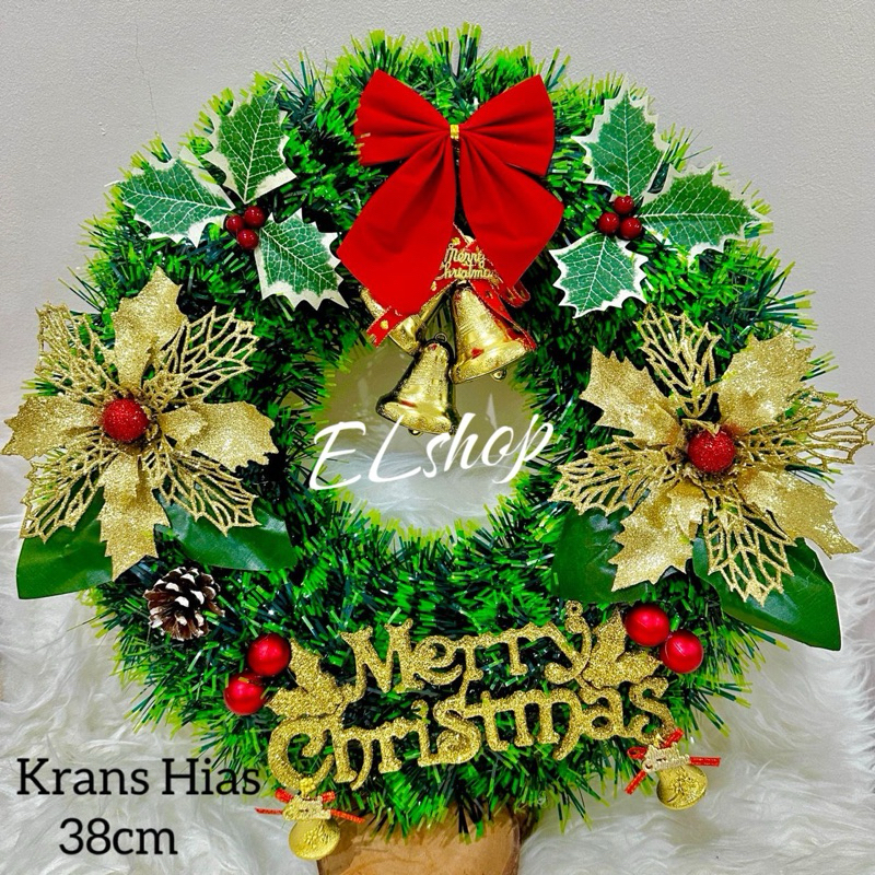 Jual Krans Premium Dekorasi Pintu Natal Wreath Bulatan Christmas Krans ...