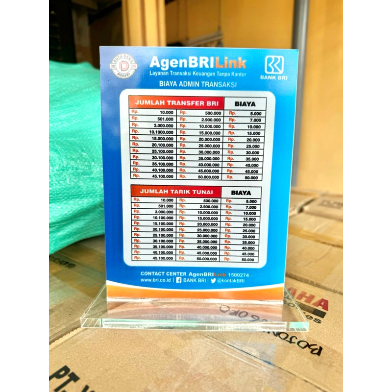 Jual PAPAN AKRILIK MEJA AGEN BANK BRI BRILINK BISA CUSTOM BIAYA ADMIN ...