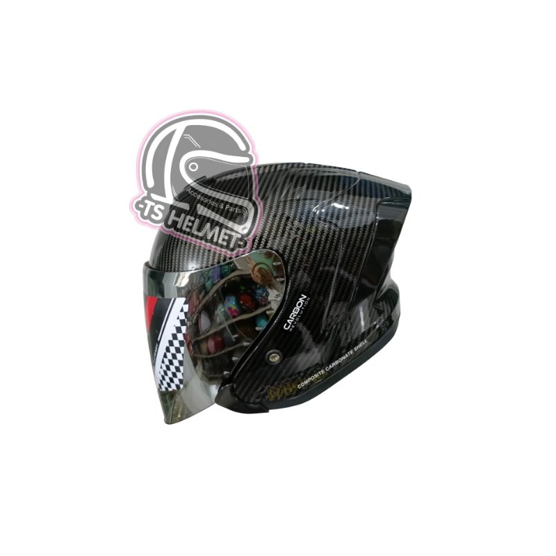Jual HELM HALF FACE JS ARMOR CARBON ORIGINAL | Shopee Indonesia