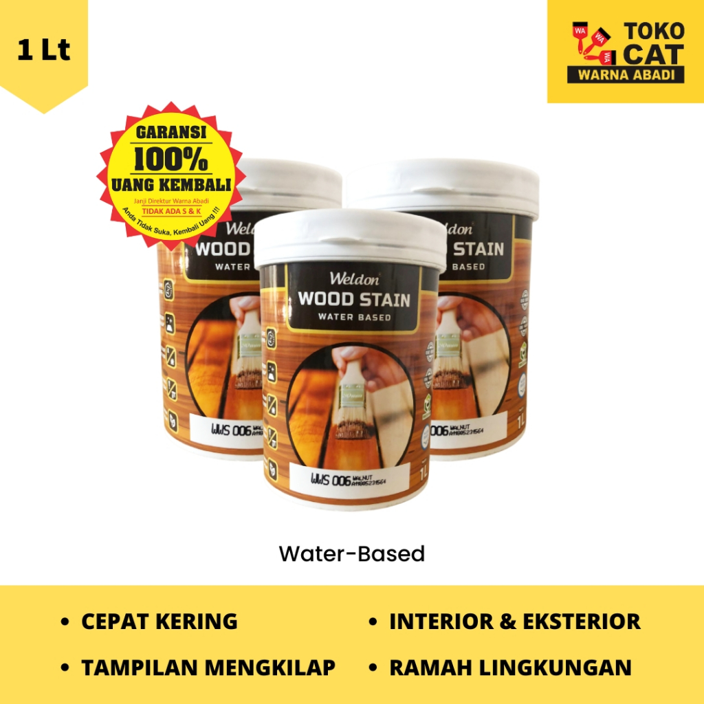Jual CT POLITUR KAYU WATERBASED WELDON WOODSTAIN 1 LITER | Shopee Indonesia