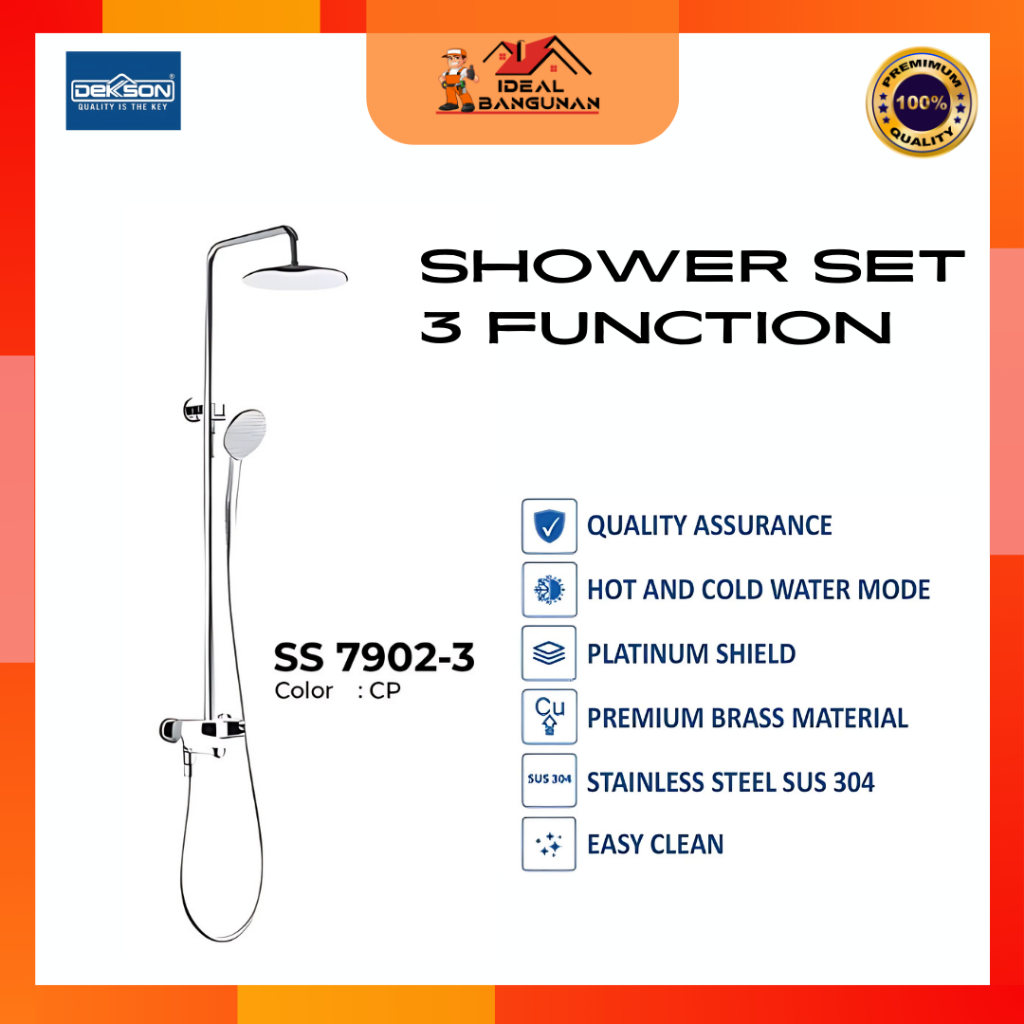 Jual [READY] SHOWER SET 3 FUNCTION DEKKSON SS 7902 - 3 CP | HEAD SHOWER STAINLESS STEEL | Shopee ...