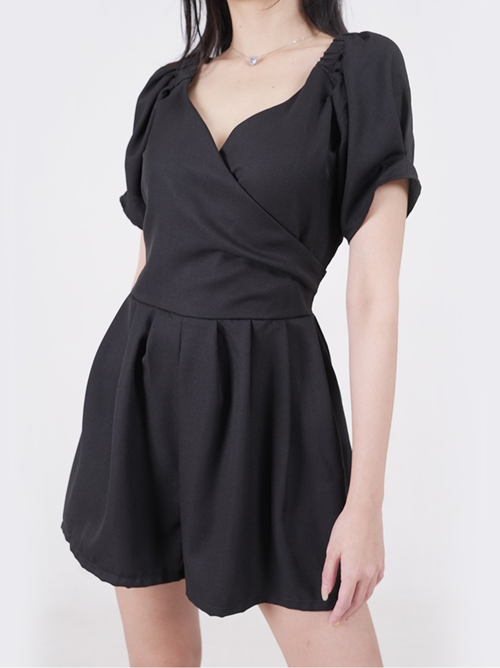 Jual 99kOUTLET Jumpsuit Short Puff Sleeve Off Shoulder Wide Leg Skirt ...