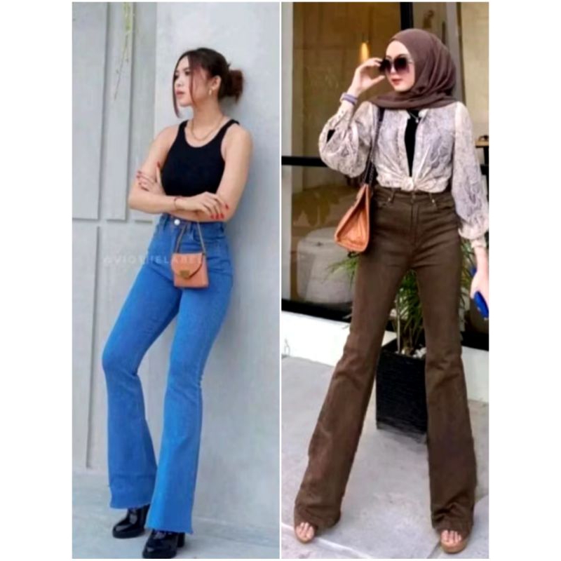 Jual M Jeans Cutbray High Waist Korean Style Celana Cutbray | Shopee ...