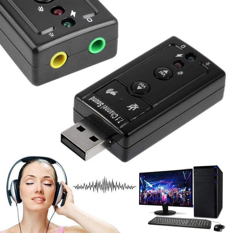 Jual USB 7.1 Channel Sound Card Mic Speaker Adapter 3D External Alat Pengubah Earphone Stereo ...