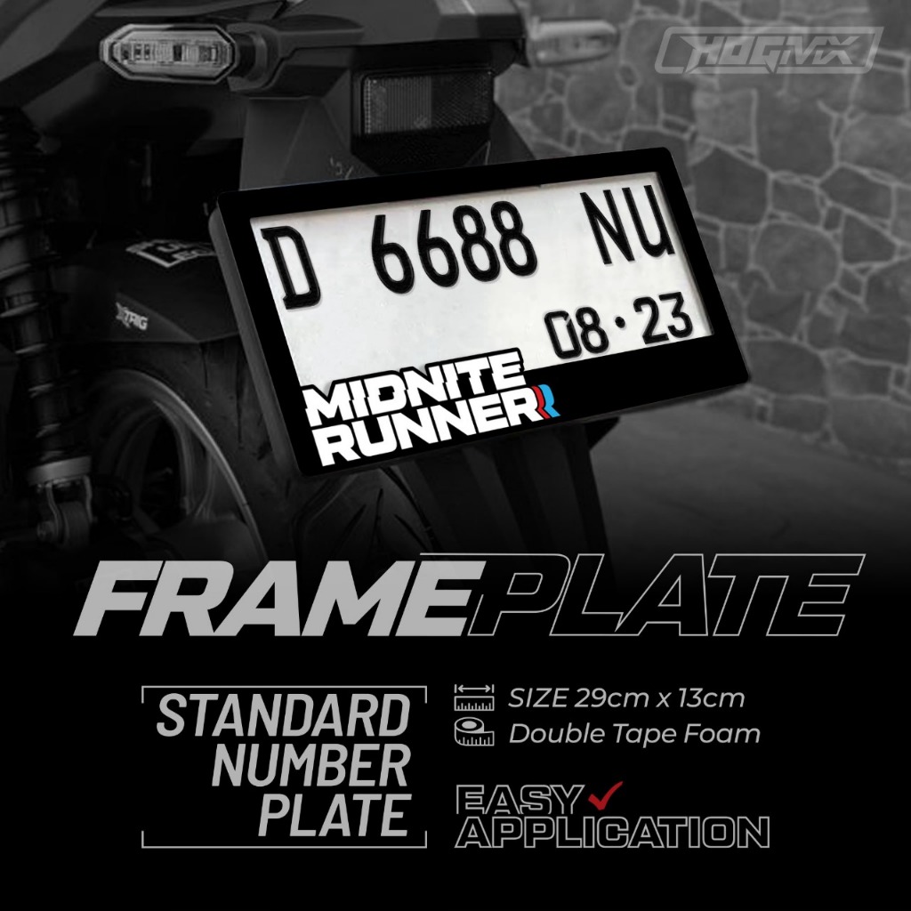 Jual Frame Plat Nomor MIDNITE RUNNER Akrilik Untuk Semua Motor Ukuran ...