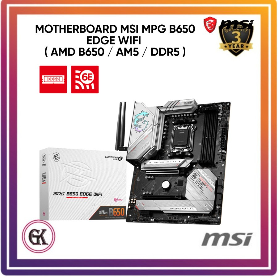 Jual MOTHERBOARD MSI MPG B650 EDGE WIFI ( AMD B650 / AM5 / DDR5 ...