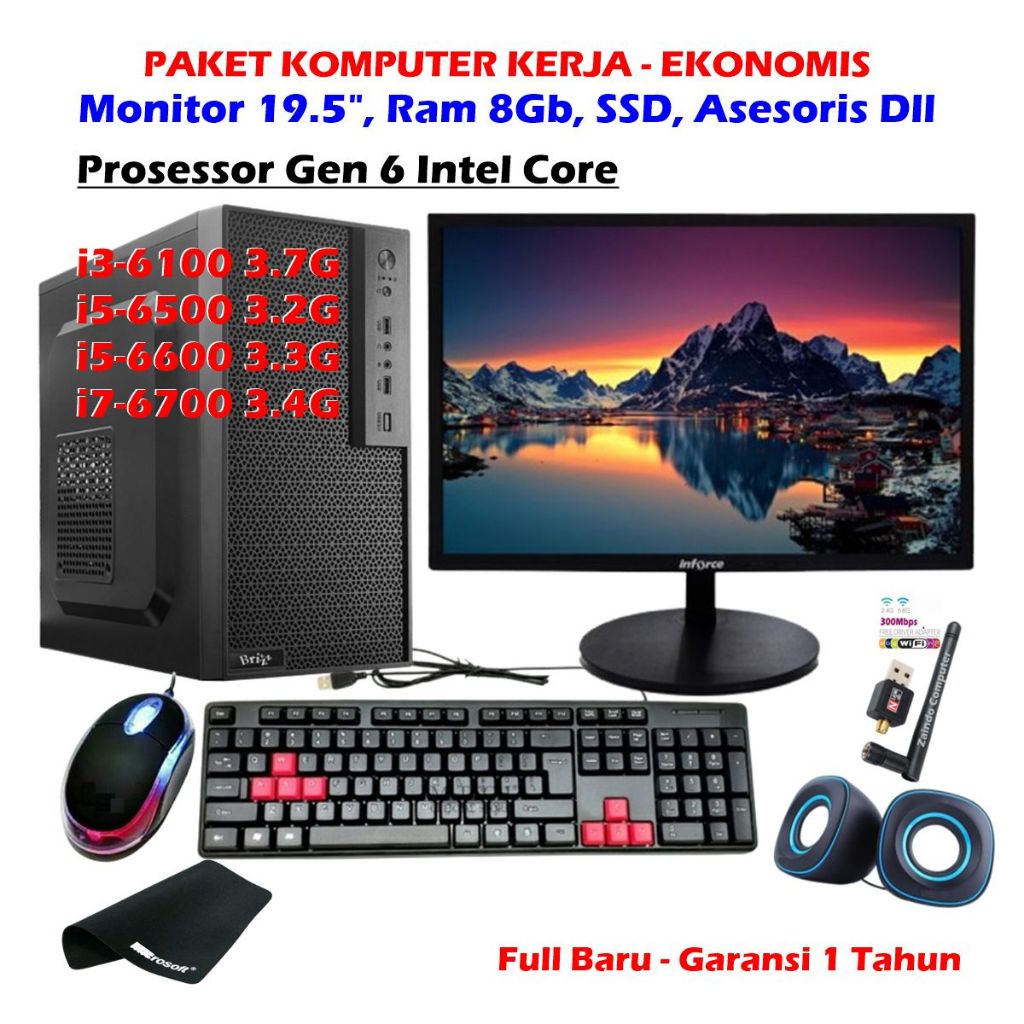 Jual PAKET KOMPUTER KANTOR EKONOMIS CORE I3-6100 CORE I5-6500CORE I5 ...