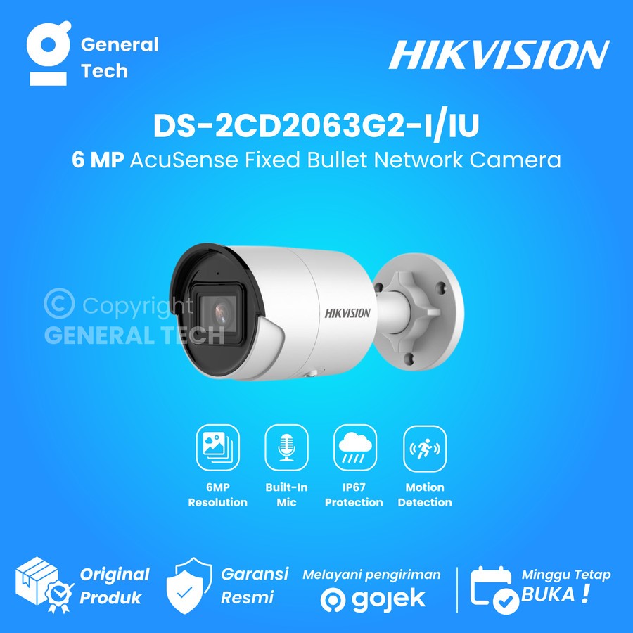 Jual Hikvision IP Camera DS-2CD2063G2-I/IU 6MP AcuSense Fixed Bullet | Shopee Indonesia