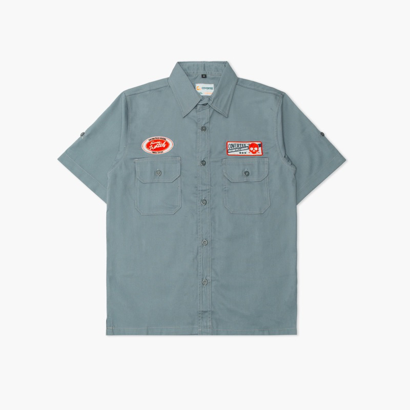 Jual Covertee Work Shirt Custom Cult Unisex Gray- Kemeja Workshirt ...