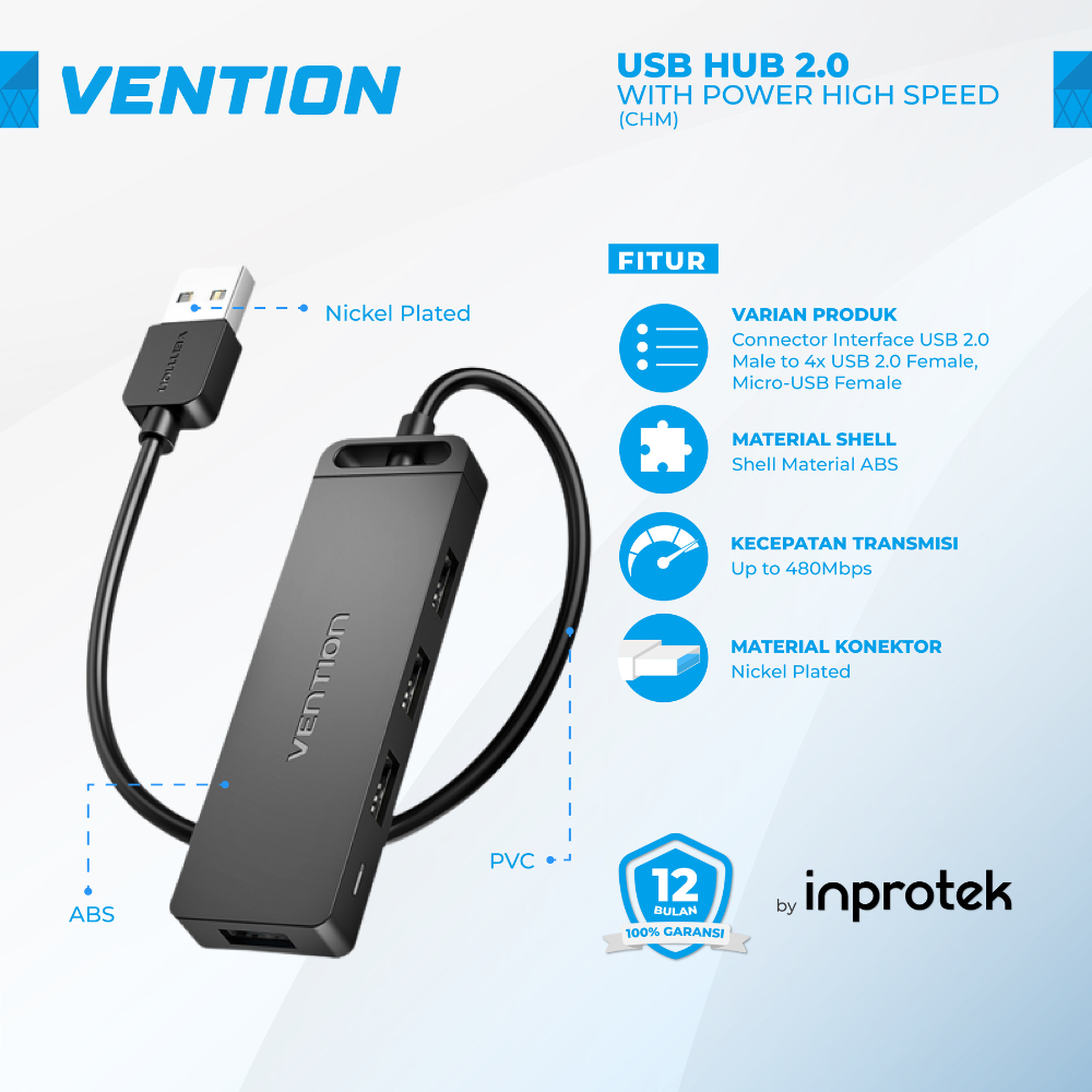 Jual Vention USB Hub 2.0 with Power High Speed for Windows Mac Linux ...