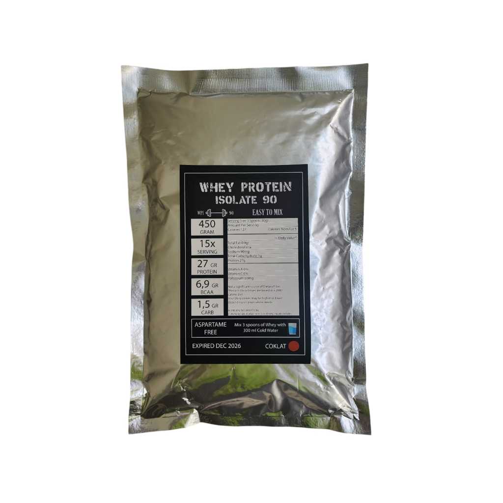 Jual Whey Protein Isolate WPI 90 rasa COKLAT 450 gram | whey protein ...