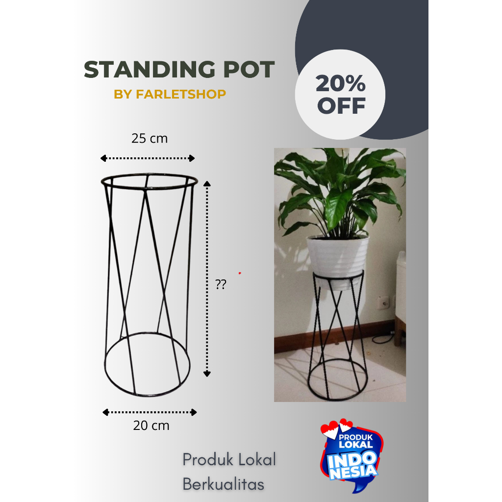 Jual Standing Pot Bunga Besi Aestetik Tinggi | Shopee Indonesia