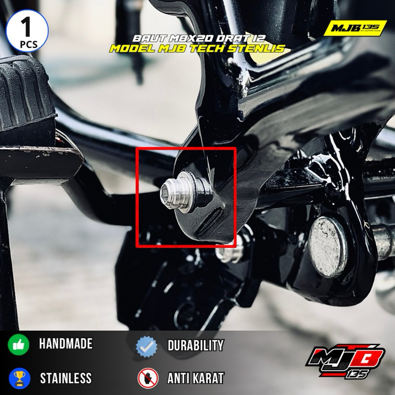 Jual BAUT M8X20 DRAT 12 PANJANG 2CM BAUT FOOTSTEP BELAKANG RX KING RXS ...
