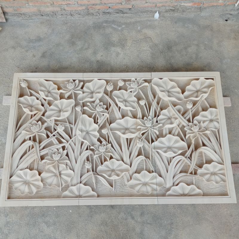 Jual hiasan dinding relief batu alam motif bunga teratai | Shopee Indonesia