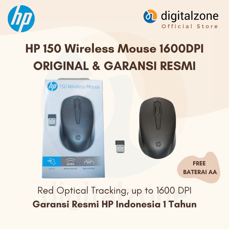 Jual Mouse HP 150 Wireless Mouse ORIGINAL Mouse Wireless HP 150 2S9L1AA ...