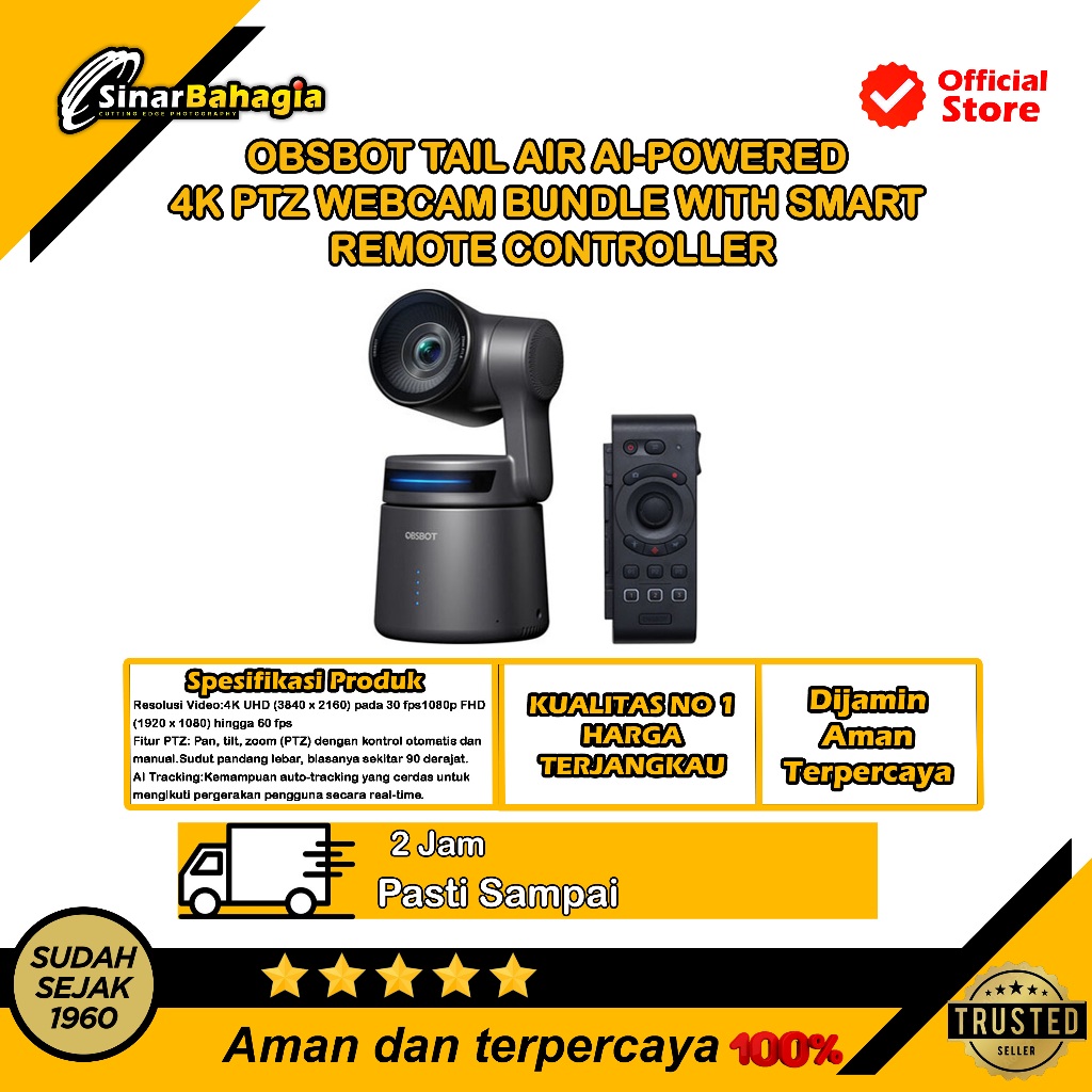 Jual OBSBOT Tail Air AI-Powered 4K PTZ Webcam Bundle with Smart Remote ...