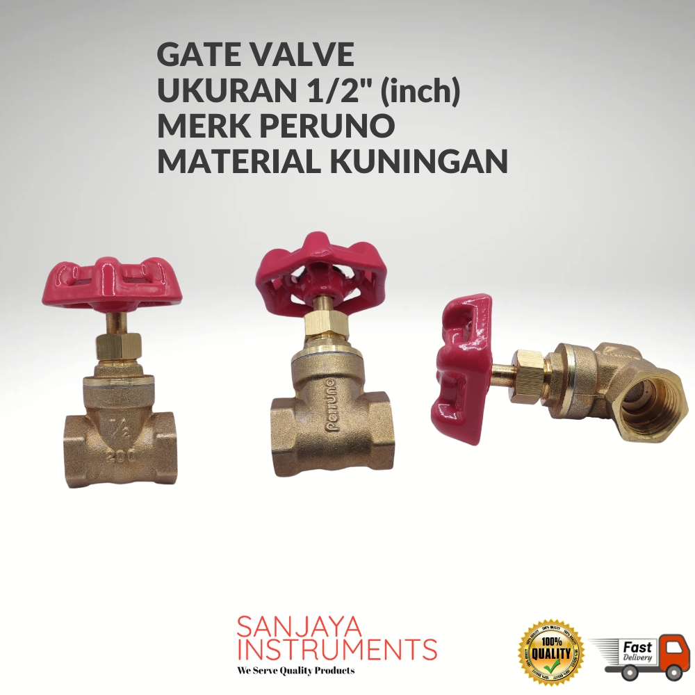 Jual PERUNO Gate Valve 1/2" inch Material Kuningan Murah - Stop Kran Putar | Shopee Indonesia
