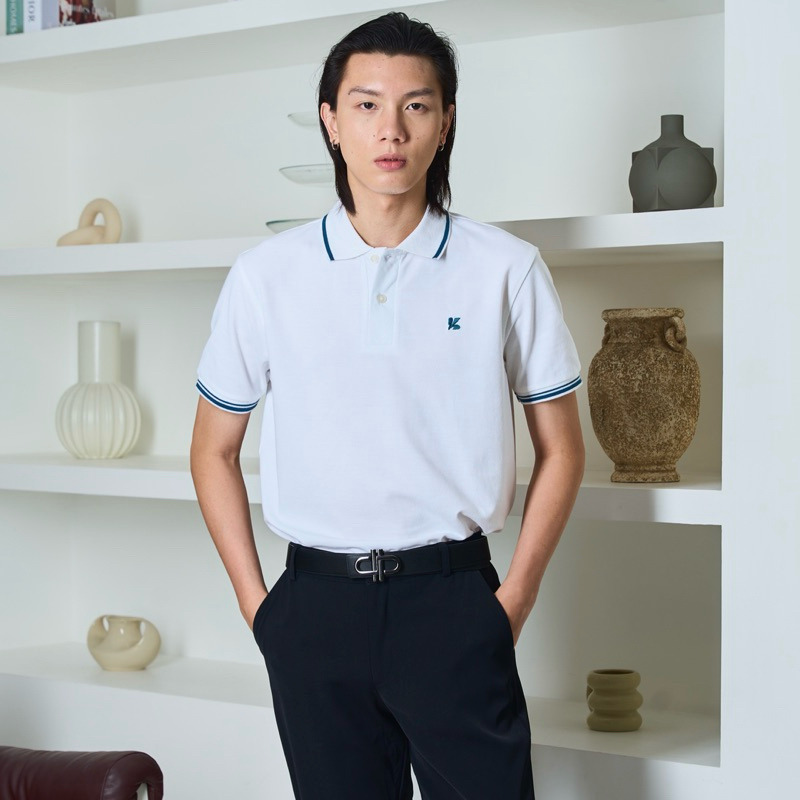 Jual KAWA Clement Stripe Collar Polo Shirt | Kaos Polo CVC Pique 20s ...