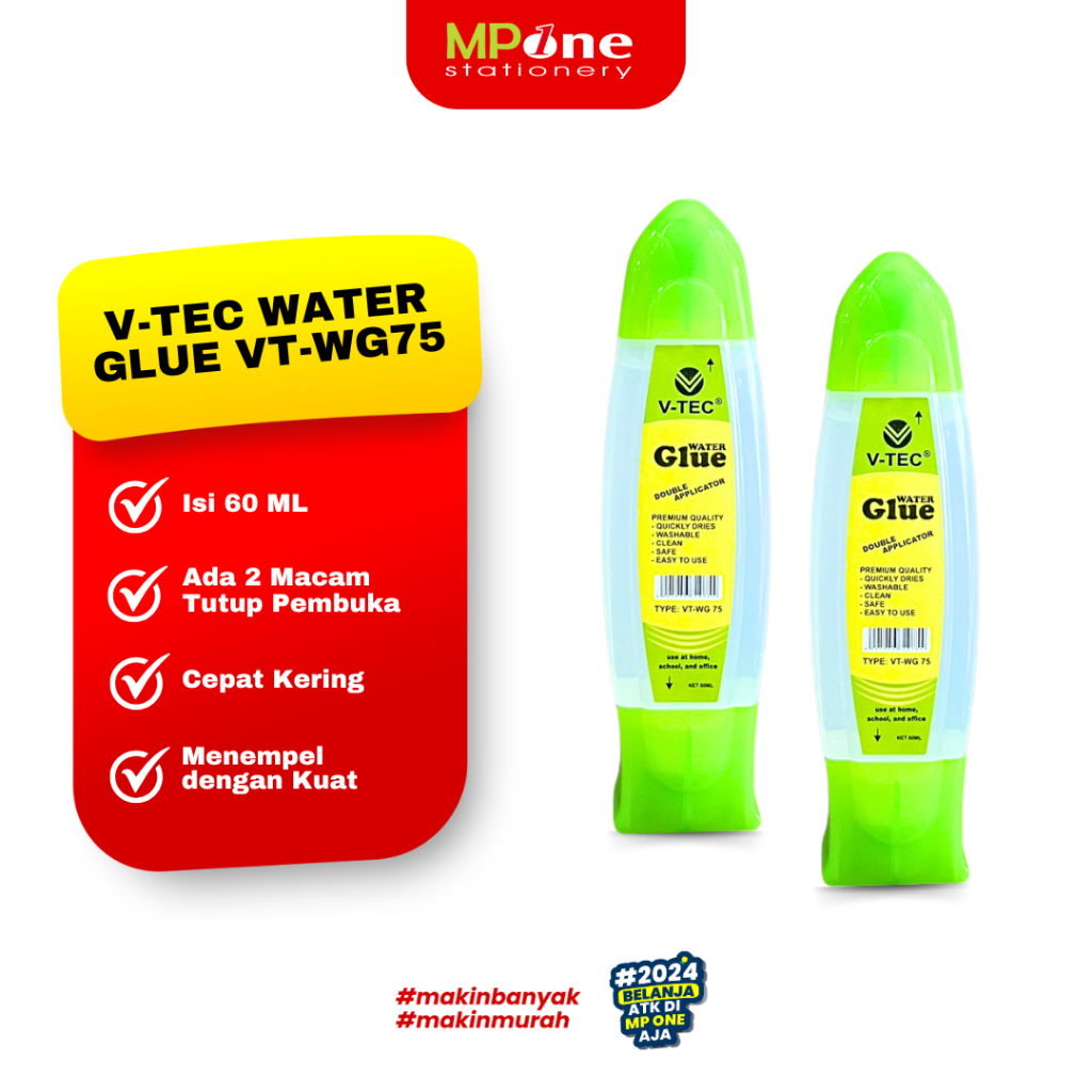 Jual (1 PCS) V-tec Lem Cair Double applicator Isi 60 ML VT-WG / Lem ...