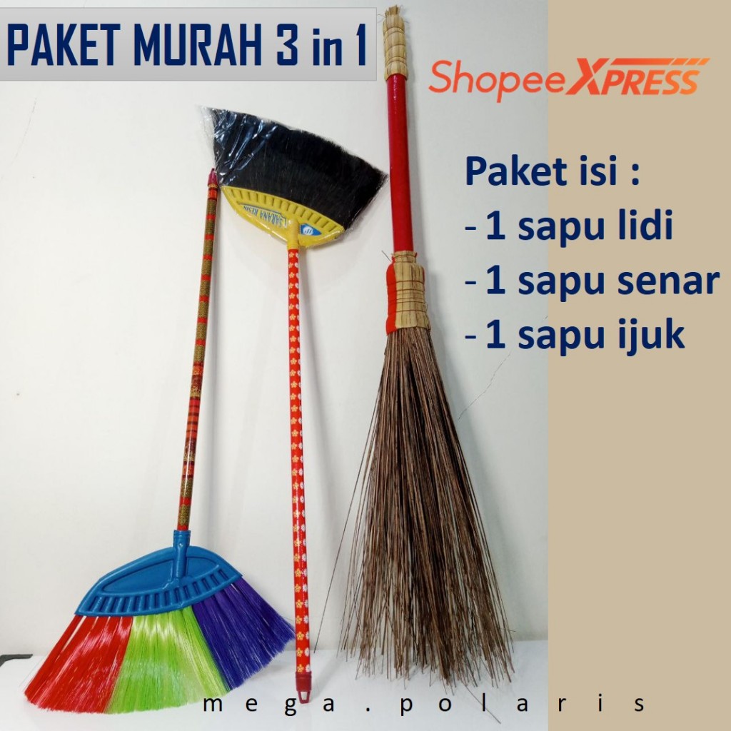 Jual PAKET SAPU 3 IN 1 SAPU LANTAI SAPU LIDI GAGANG TERMURAH @1 SET ...