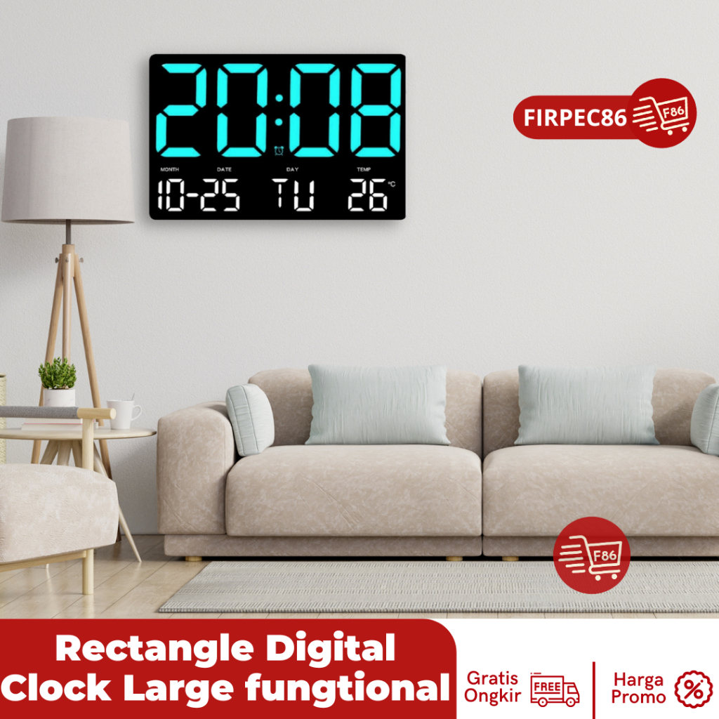 Jual F86 Jam Dinding Digital LED Clock Hitam / Putih 11,4 inci LED ...