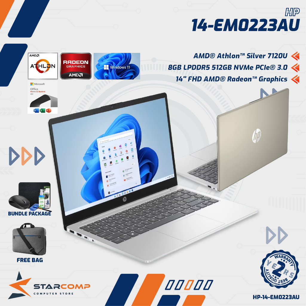 Jual Laptop HP 14-EM0223AU Athlon Silver 7120U 8GB 512GB 14" FHD IPS ...