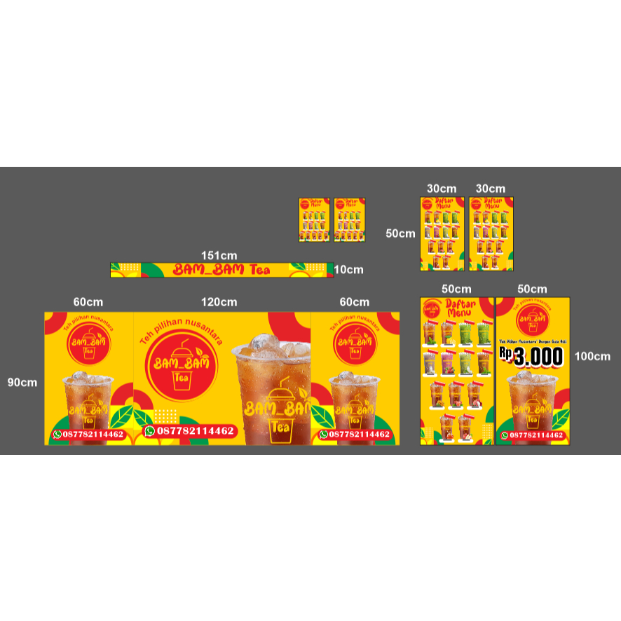 Jual Custom Banner Rombong / Booth Full 1 Paket ES TEH BAM-BAM | Shopee ...