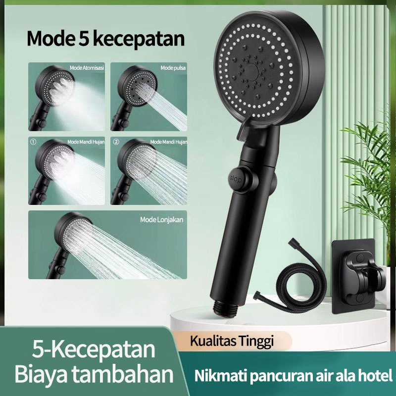 Jual Kepala Pancuran Hitam / Kepala Pancuran Bak Mandi Perak / Set Kepala Pancuran Premium / 5 ...