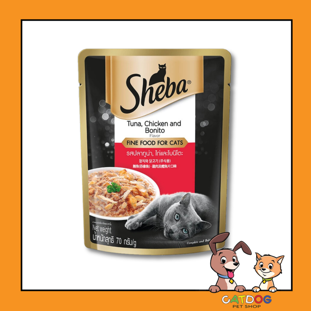 Jual Sheba Pouch Adult Tuna, Chicken & Bonito 70gr | Shopee Indonesia