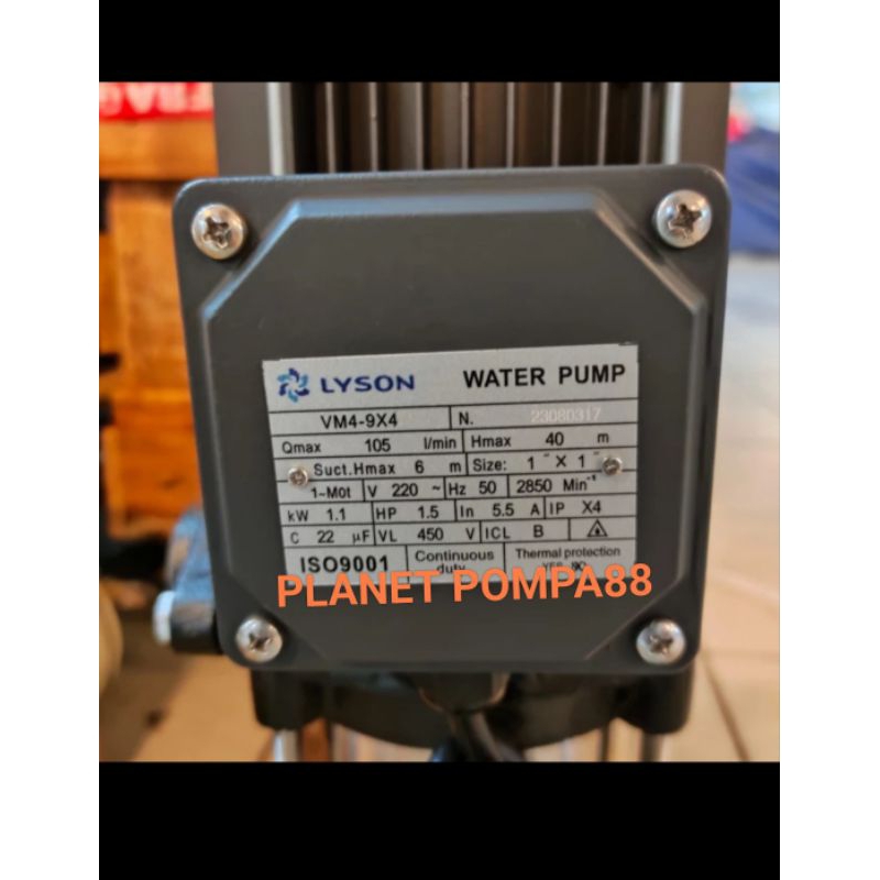 Jual POMPA LYSON VM4-9X4 220V / LYSON PLD 4-4 1phase / 220V / SHIMGE ...