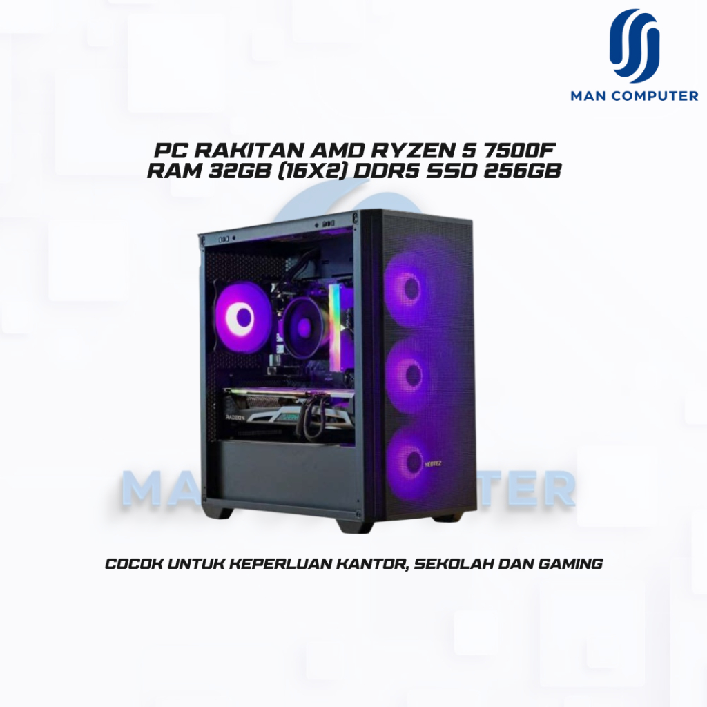 Jual PC Rakitan Gaming AMD Ryzen 5 7500F RAM 32GB DDR5 SSD 256GB RTX 4060 8GB VERTO Dual Fan ...