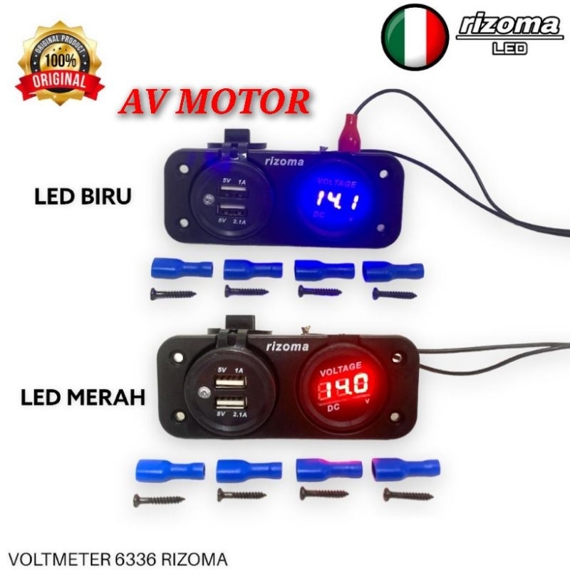 Jual Volt meter plus Usb Rizoma charger HP Voltmeter dan charger chager casan hp Voltmeter Aki ...