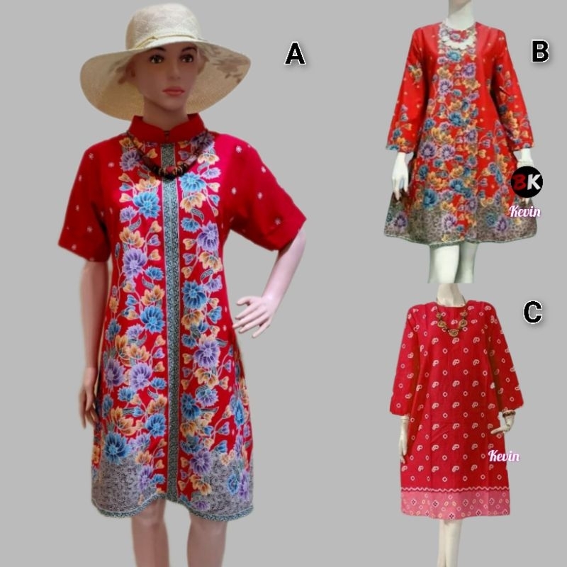 Jual Tunik Batik Merah Seragam Batik Special Natal Agustusan dan Tahune ...