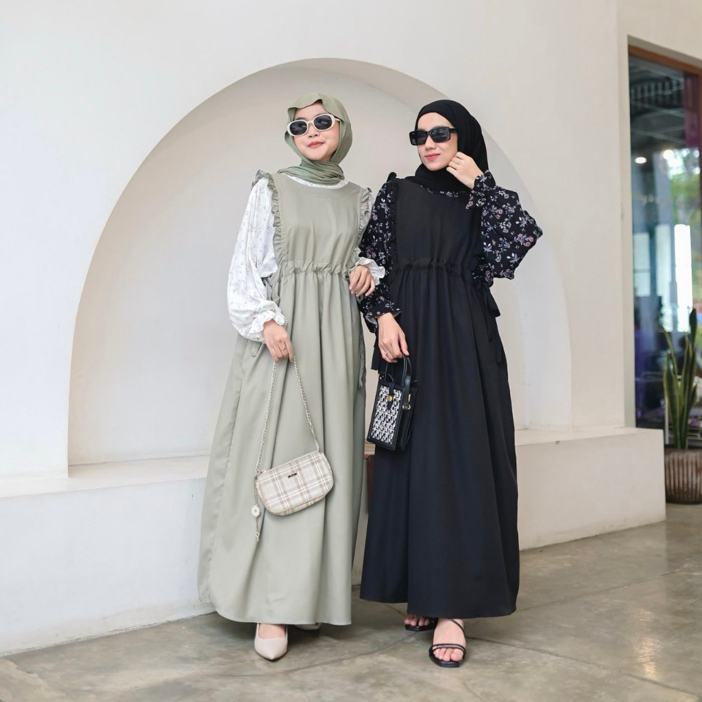 Jual Una Set Overall Dress Busui Friendly By Proudyhijab | Shopee Indonesia